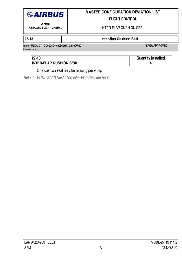 13 master configuration deviation list a-320 | PDF | Air Travel ...