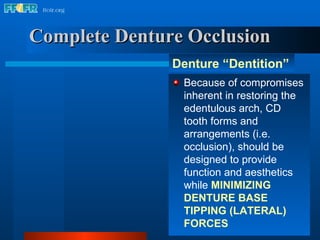 13.natural vs. complete centure occlusion | PPT