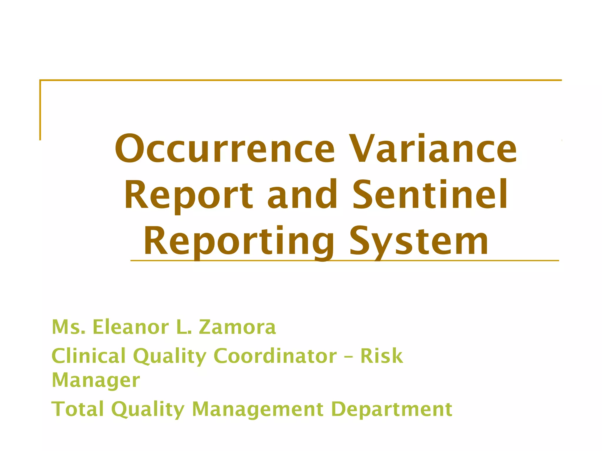 occurrence variance reporting | PPT