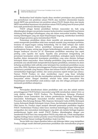 Posdaya Sebagai Alternatif Pemerataan Pendidikan Anak Usia Dini | PDF