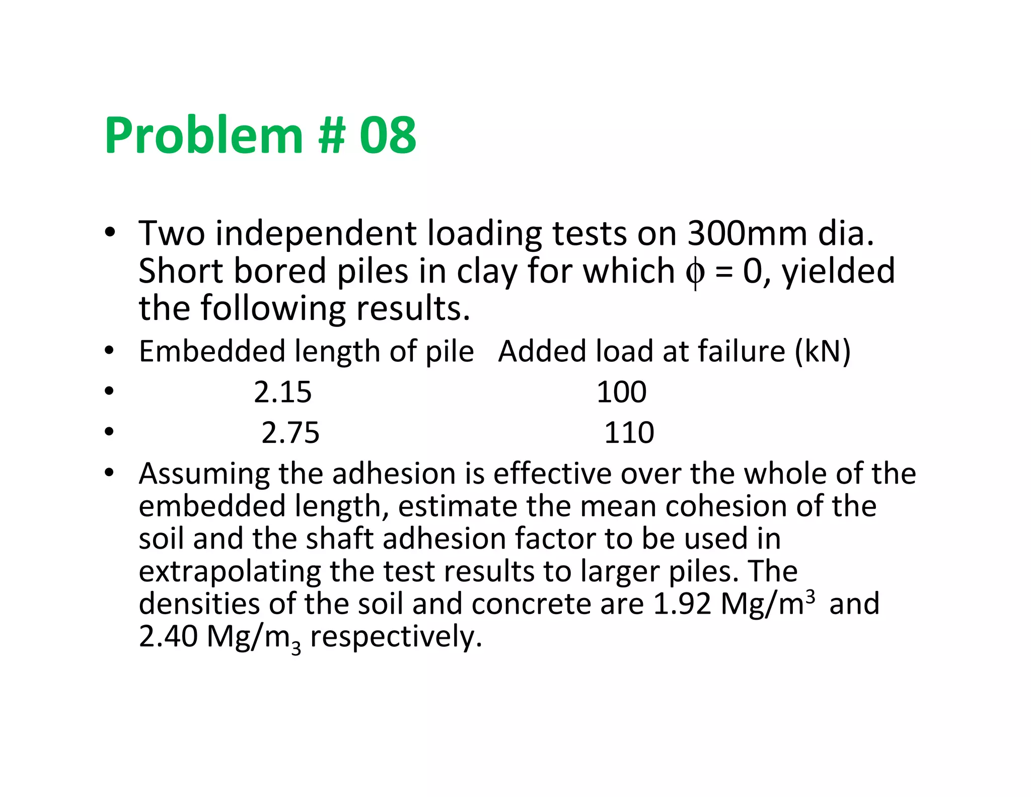 Problems on piles and deep footing | PDF
