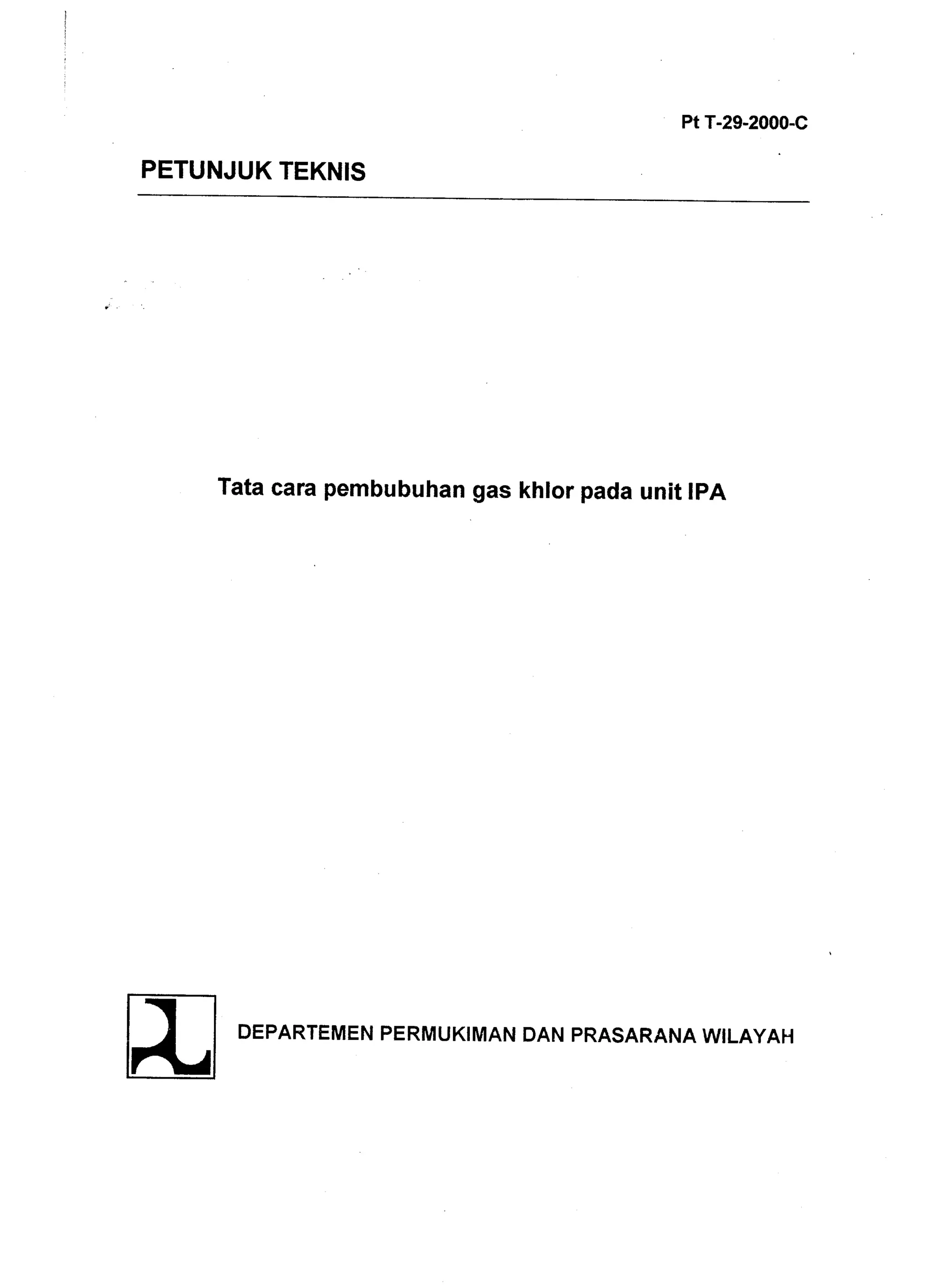 Tata Cara Pembubuhan Gas Khlor pada Unit Instalasi Penjernihan Air (IPA) | PDF | Free Download