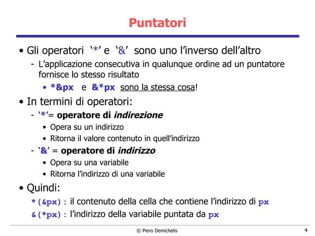 13 Puntatori E Memoria Dinamica | PPT | Programming Languages | Computing