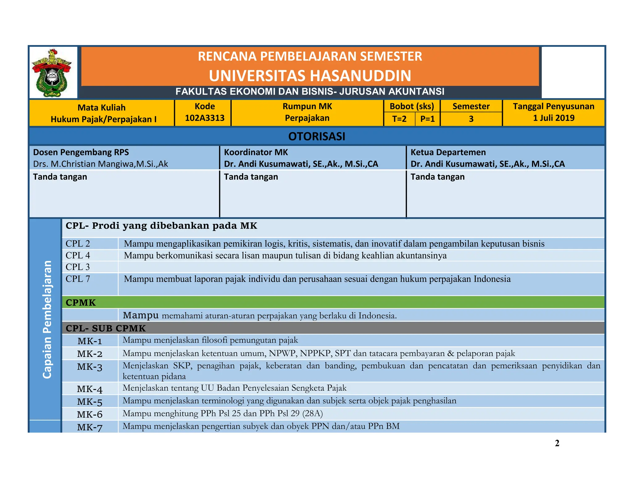 13-Rencana Pembelajaran (RPS) Perpajakan I.doc