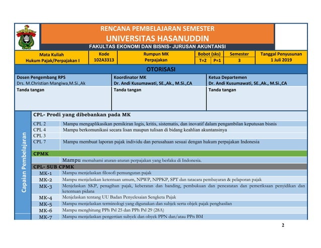 13-Rencana Pembelajaran (RPS) Perpajakan I.doc