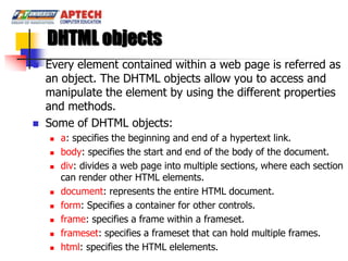 13. session 13 introduction to dhtml | PPTX | Web Design and HTML | Internet