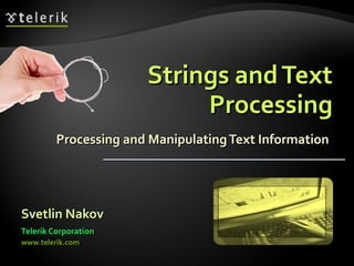 13 Strings and text processing | PPT | Programming Languages | Computing