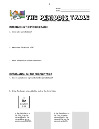 13 - The Periodic Table - PowerPoint Worksheet.docx