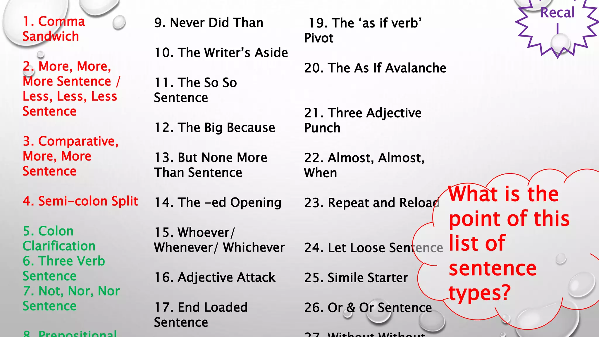 Think Like a Writer - Sentence Variety 1 Recap.pptx