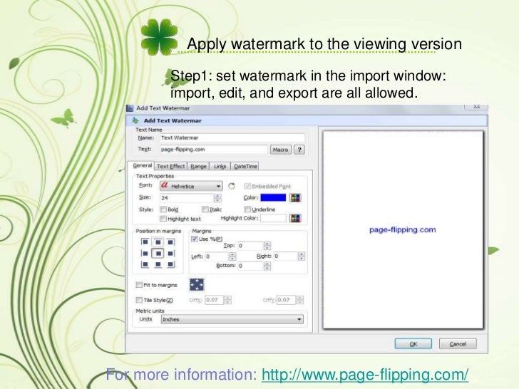 Two ways to apply watermark to page flipping book