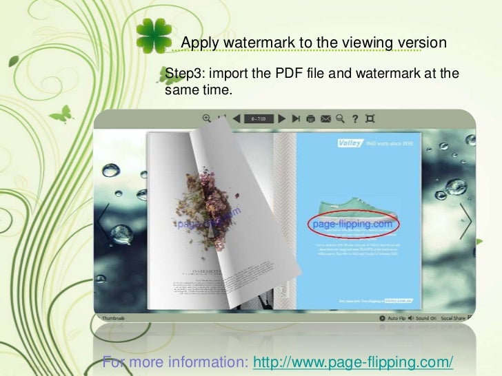 Two ways to apply watermark to page flipping book