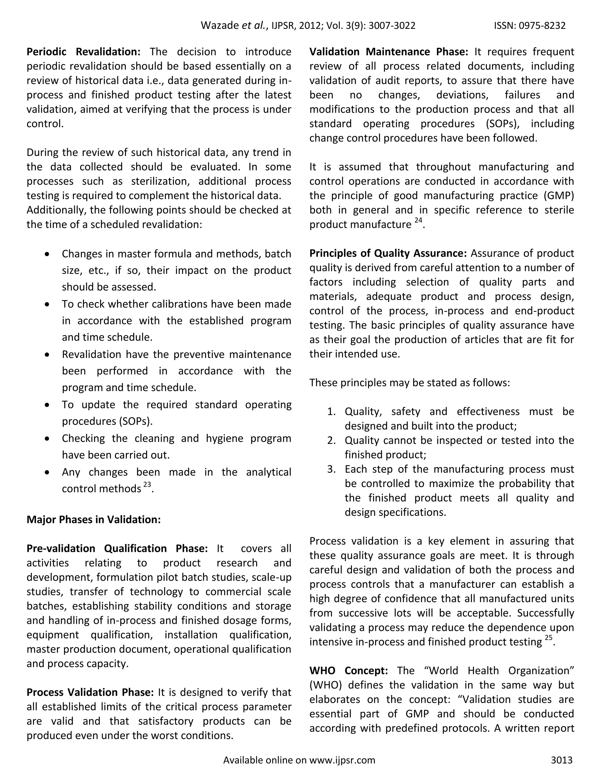 AN OVERVIEW OF PHARMACEUTICAL PROCESS VALIDATION AND PROCESS CONTROL VARIABLES OF TABLETS ...