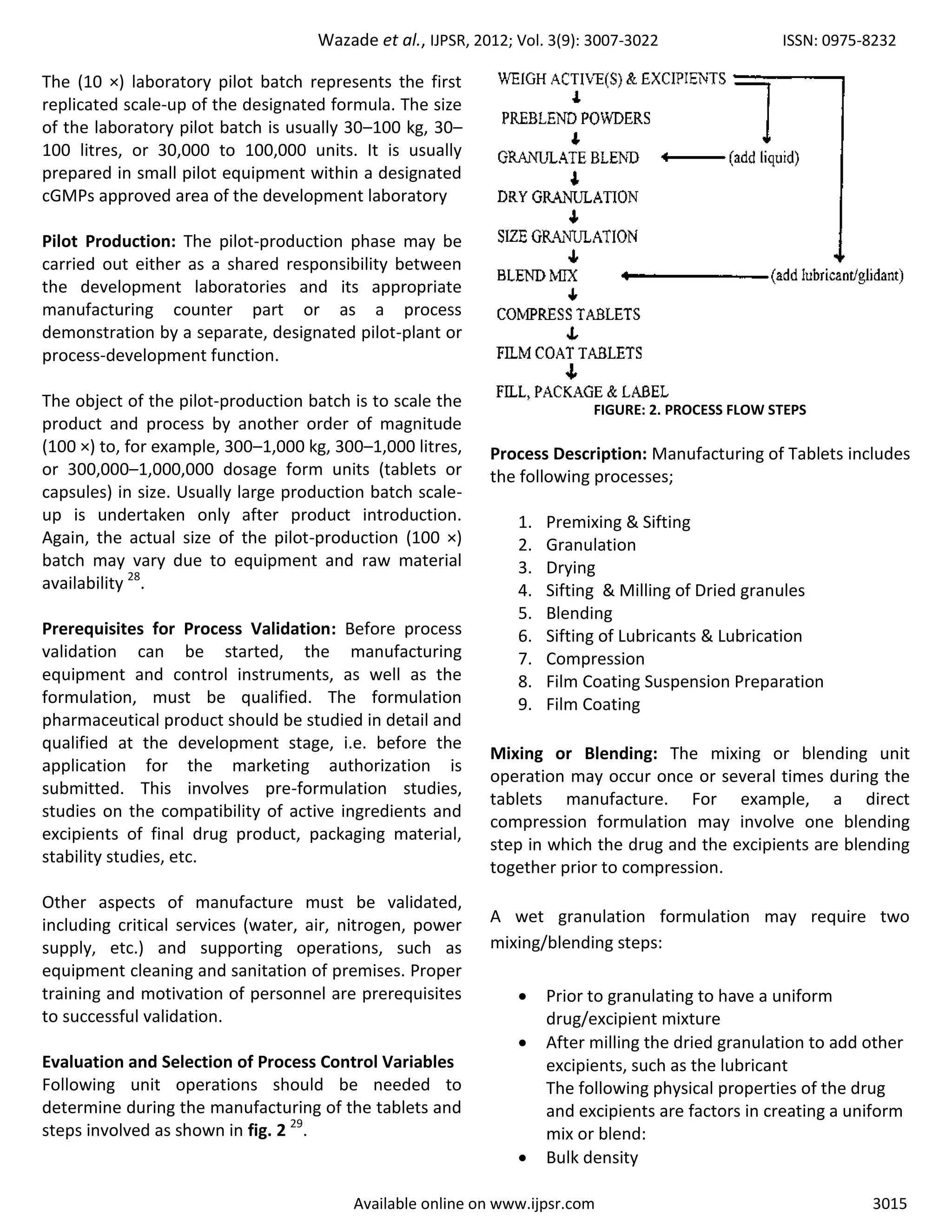 AN OVERVIEW OF PHARMACEUTICAL PROCESS VALIDATION AND PROCESS CONTROL ...