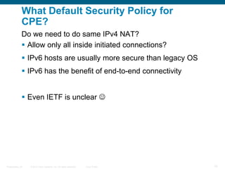Eric Vyncke - IPv6 Security Vendor Point of View | PPTX | Computer Networking | Computing