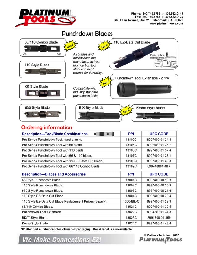 Platinum Tools 13002C Data Sheet | PDF