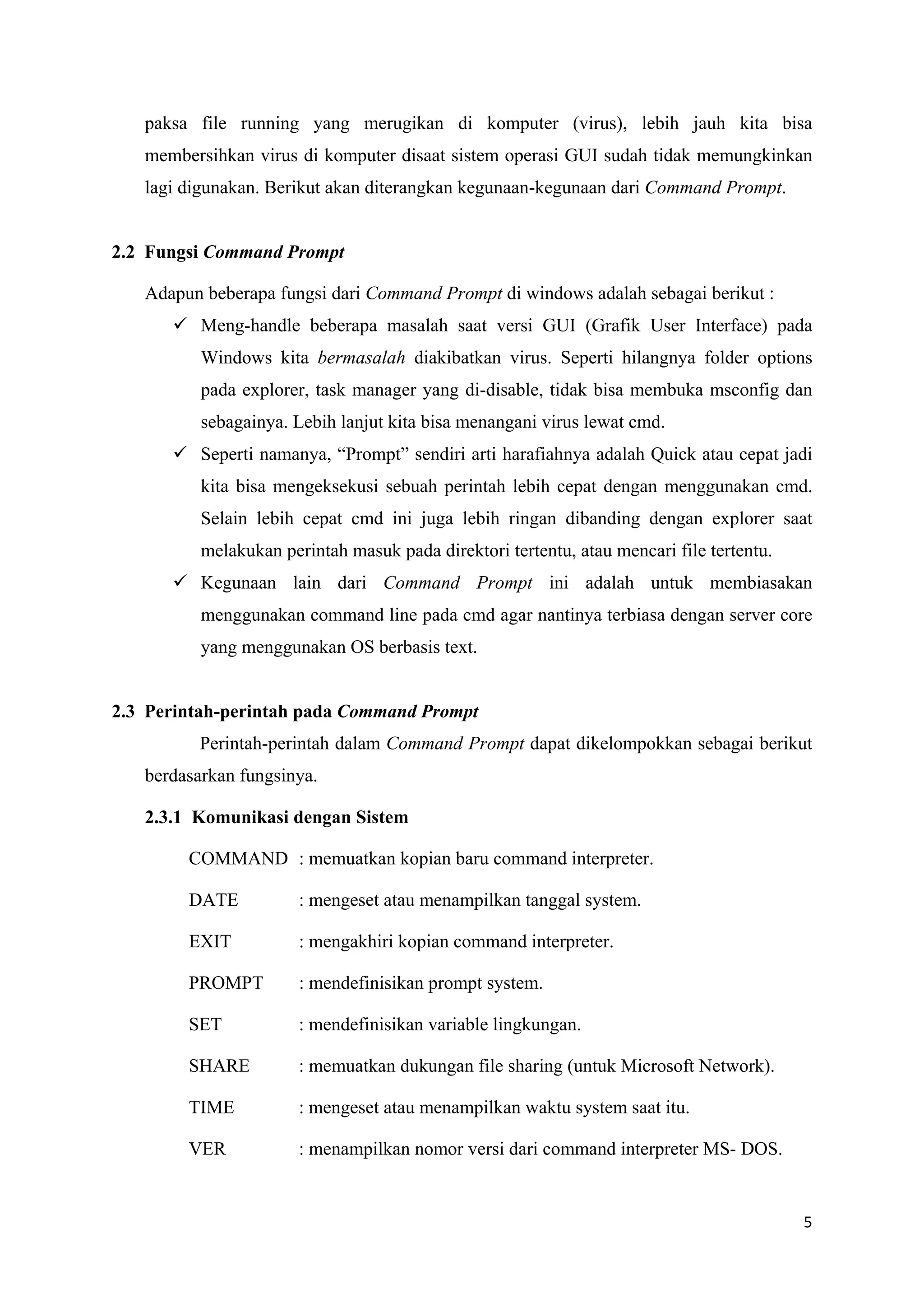 makalah perintah dasar windows (command prompt) | PDF