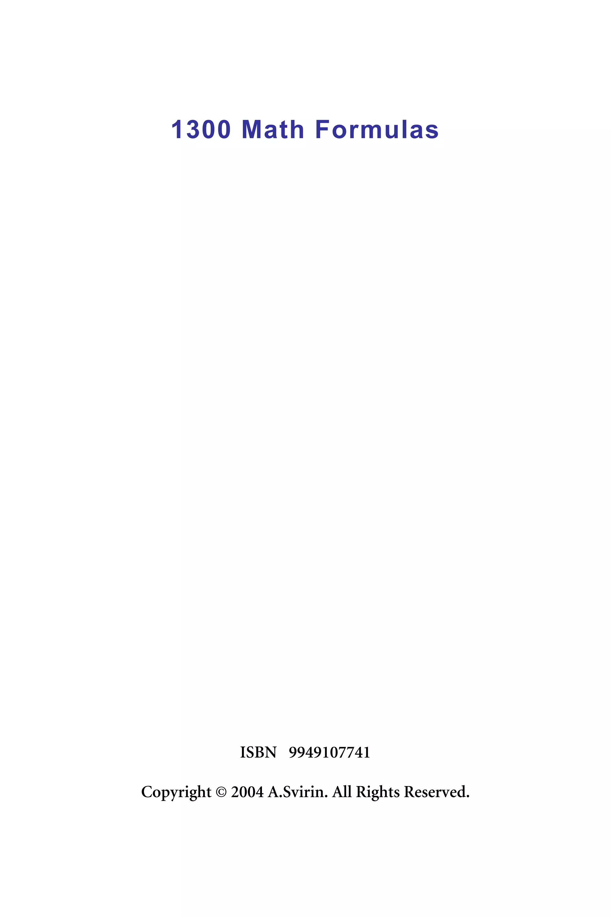 1300 math formulas | PDF