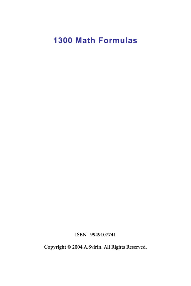 1300 math formulas | PDF