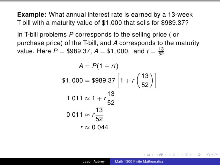 Math 1300: Section 3-1 Simple Interest