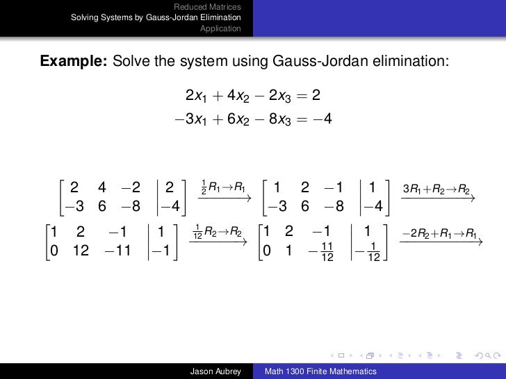 Math 1300: Section 4- 3 Gauss-Jordan Elimination