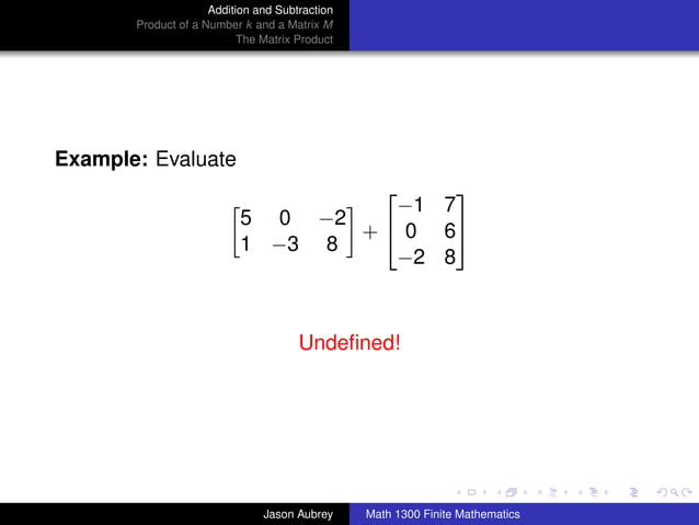 Mathh 1300: Section 4- 4 Matrices: Basic Operations | PPT