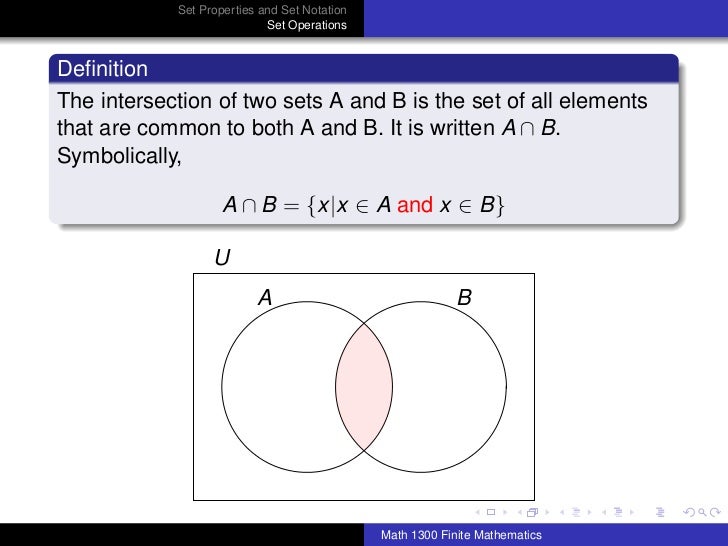 Math 1300: Section 7-2 Sets