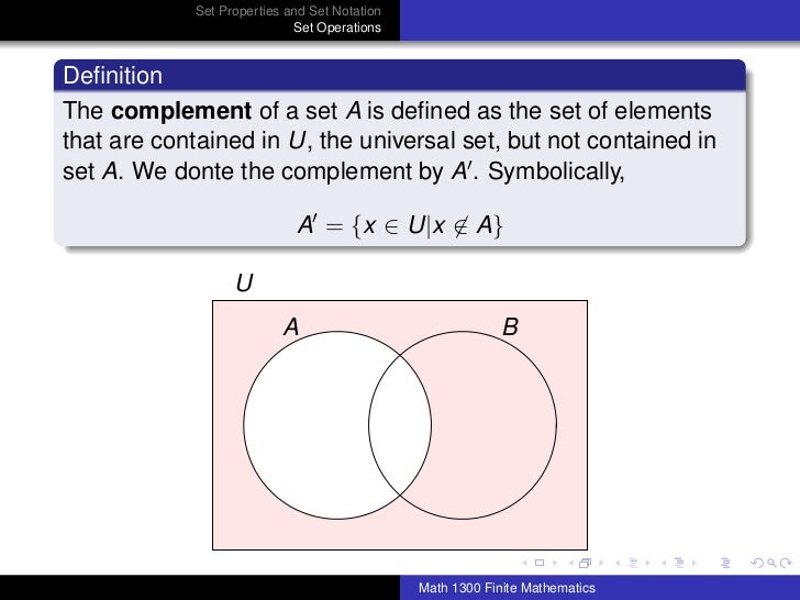 Math 1300: Section 7-2 Sets