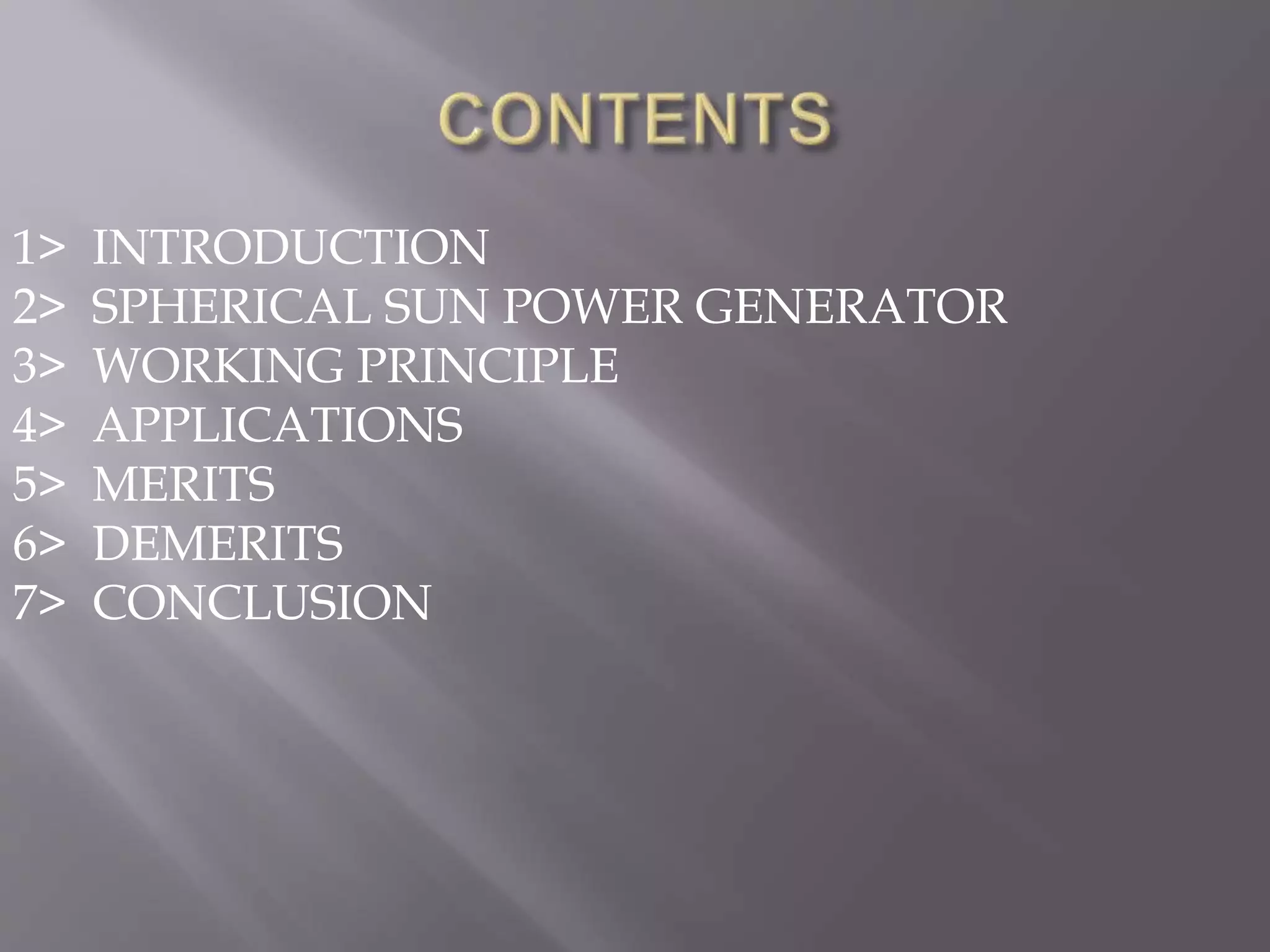 SPHERICAL SUN POWER GENERATOR | PPTX