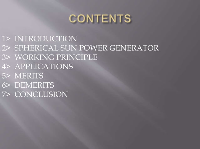 SPHERICAL SUN POWER GENERATOR | PPTX | Physics | Science