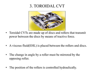 CONTINUOUSLY VARIABLE TRANSMISSION (CVT) | PPTX