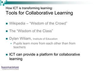 ICT and its impact on schools’ infrastructure, teaching and learning | PPTX