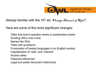 Chicago Manual of Style 16th Edition - Purdue Owl | PPT