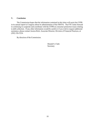 FTC Fair Debt Collection Practices Act Report to the CFPB (Feb. 2013) | PDF