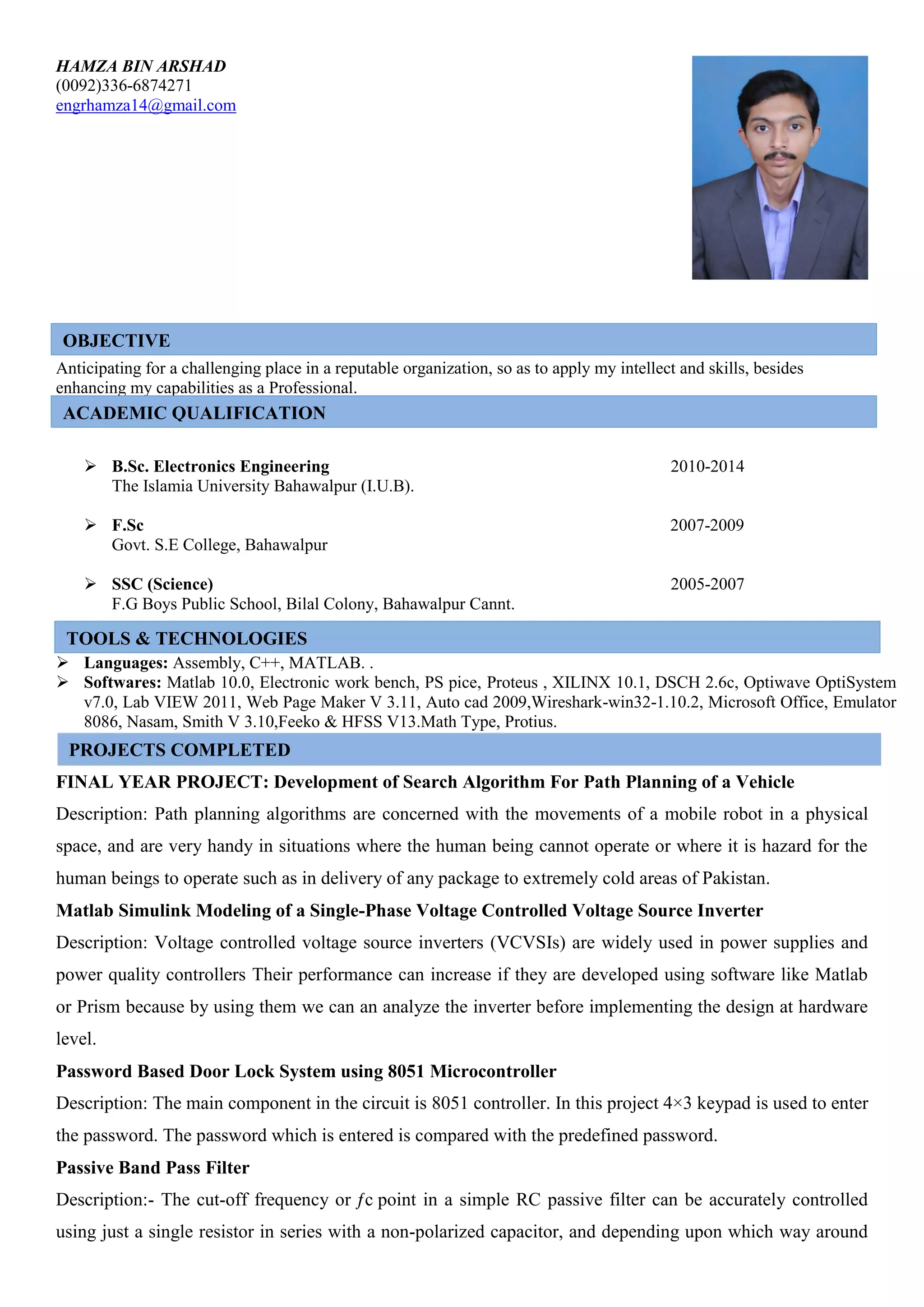 Engr.Hamza Arshad CV | PDF