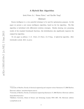 A Hybrid Bat Algorithm | PDF