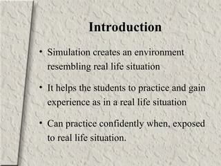 Simulation of games in the school setting | PPT