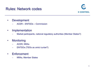 Harmonised rules and network codes: The division of competences between ...