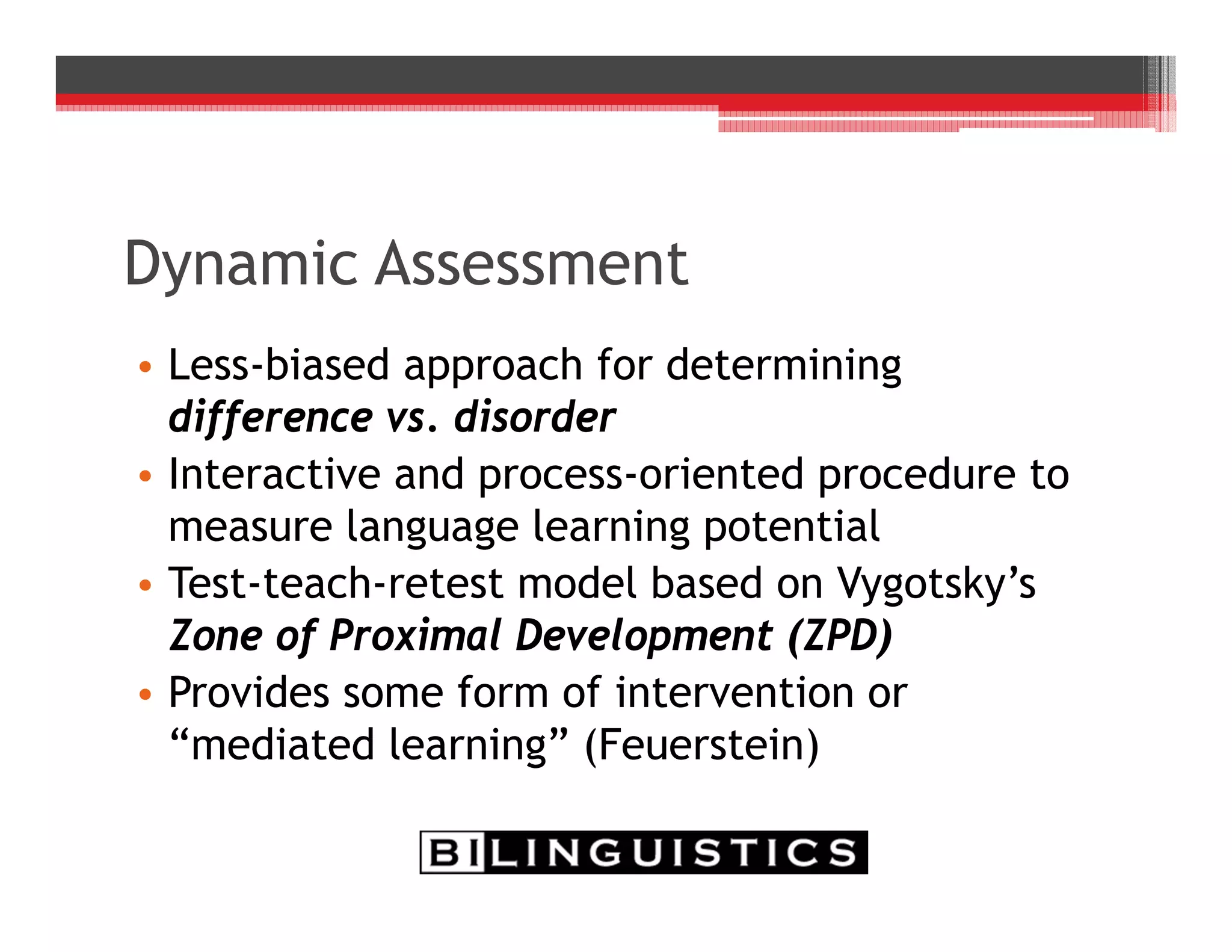 Using Dynamic Assessment in Differential Diagnoses of Culturally and ...