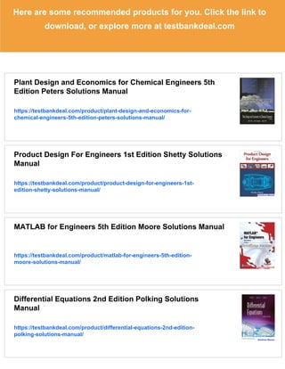 Design Concepts for Engineers 5th Edition Horenstein Solutions Manual | PDF