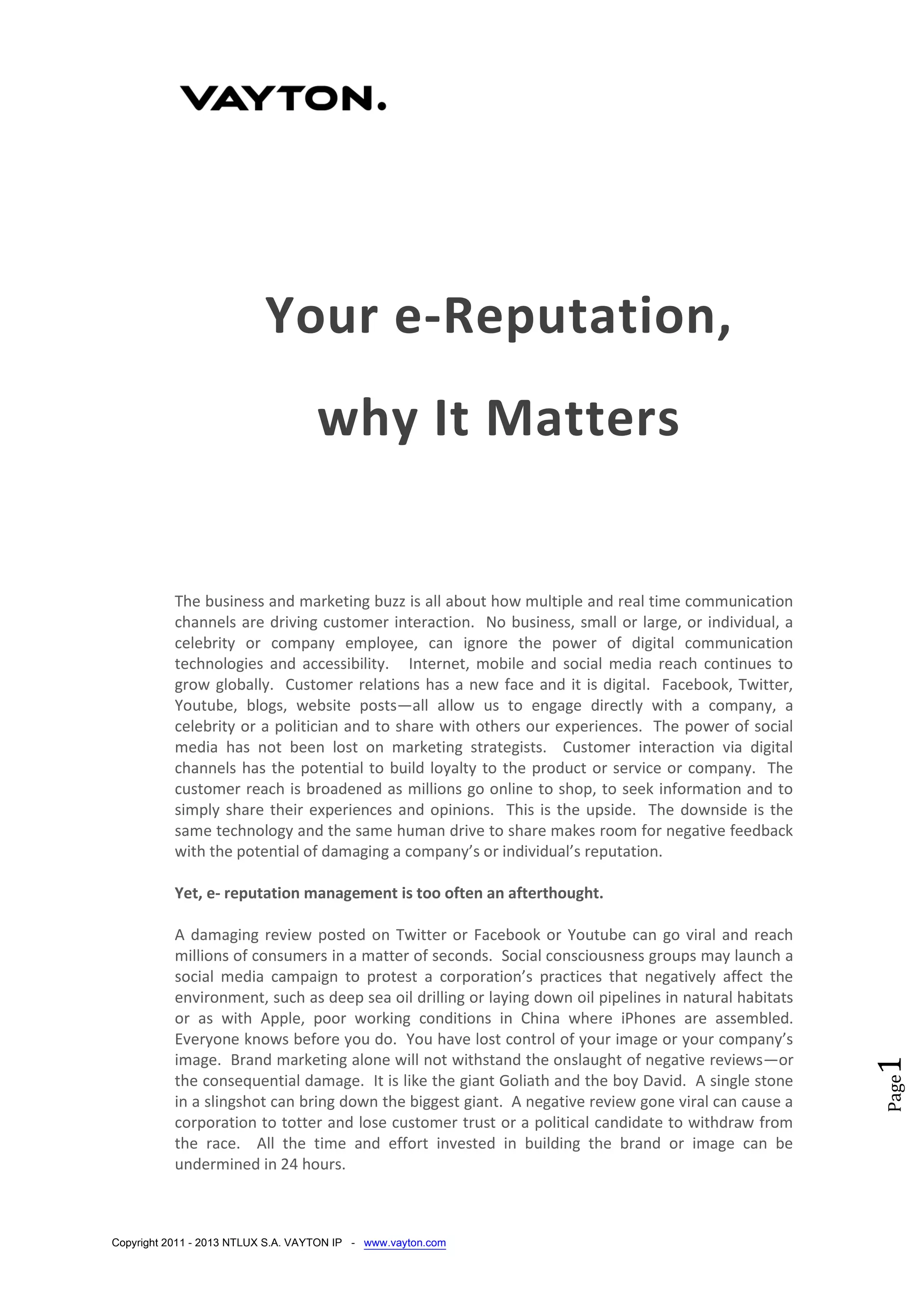 Your e-reputation, why it matters | PDF
