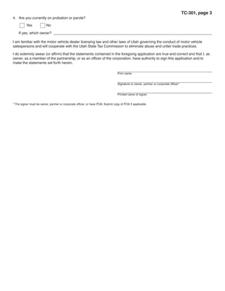 tax.utah.gov forms current tc tc-301 | PDF | Business | Business and ...