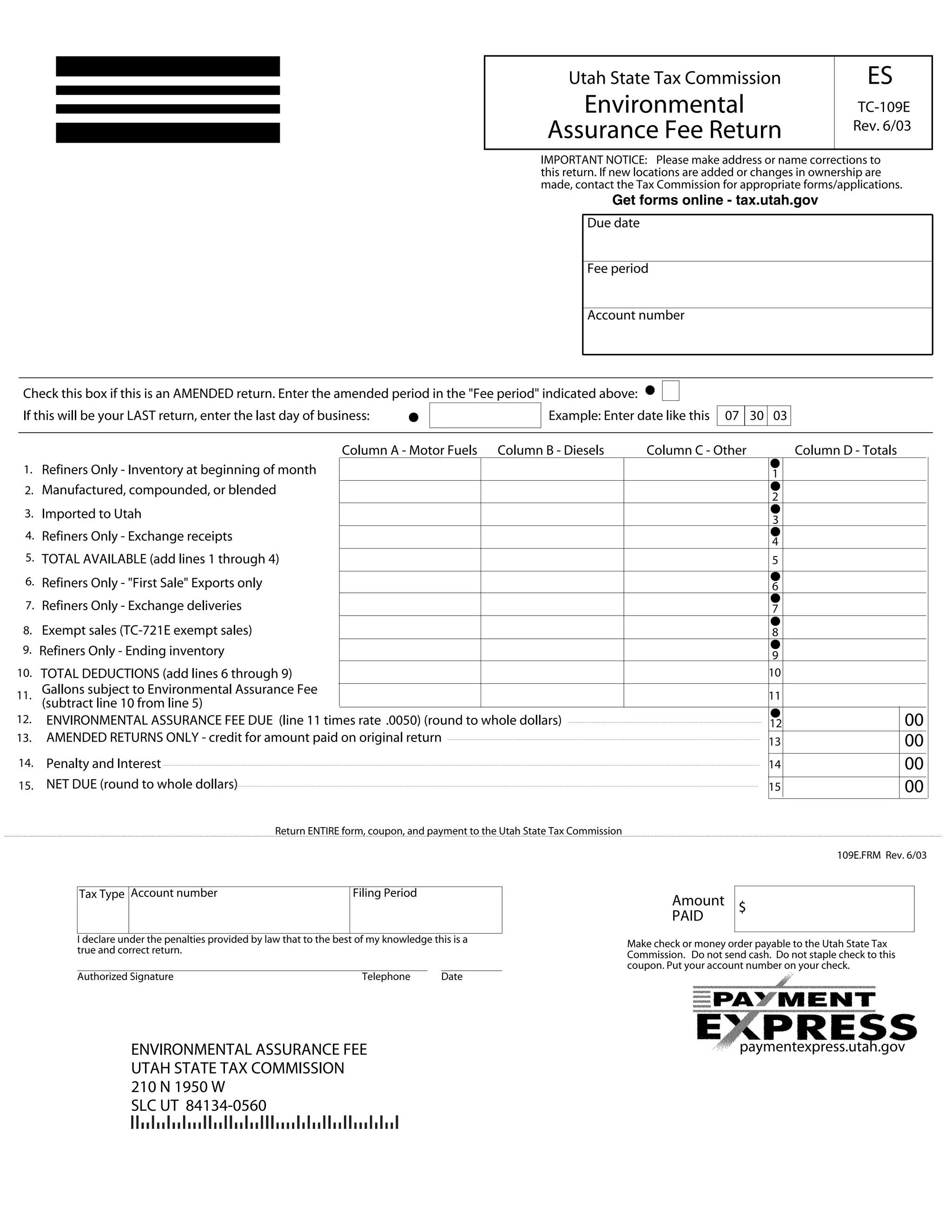 tax.utah.gov forms current tc tc-109e | PDF