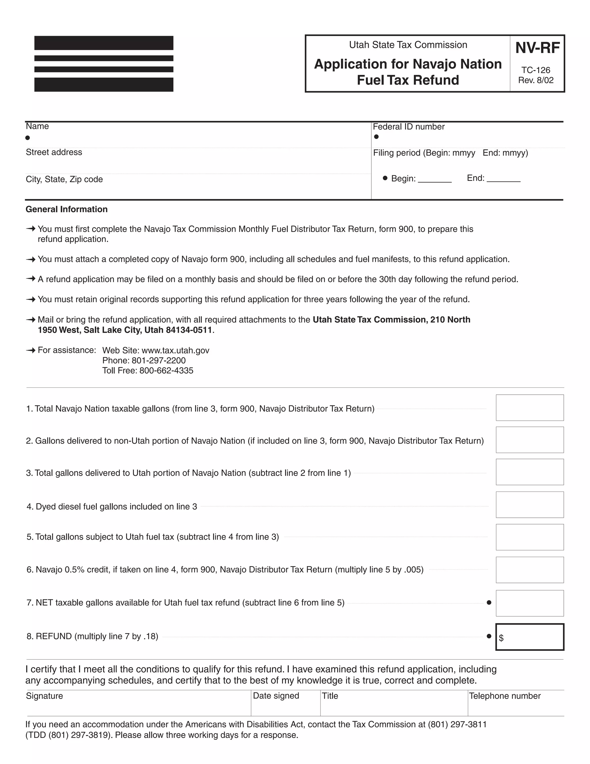 tax.utah.gov forms current tc tc-126 | PDF