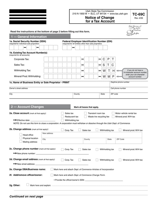 tax.utah.gov forms current tc tc-69c | PDF | Business Accounting ...