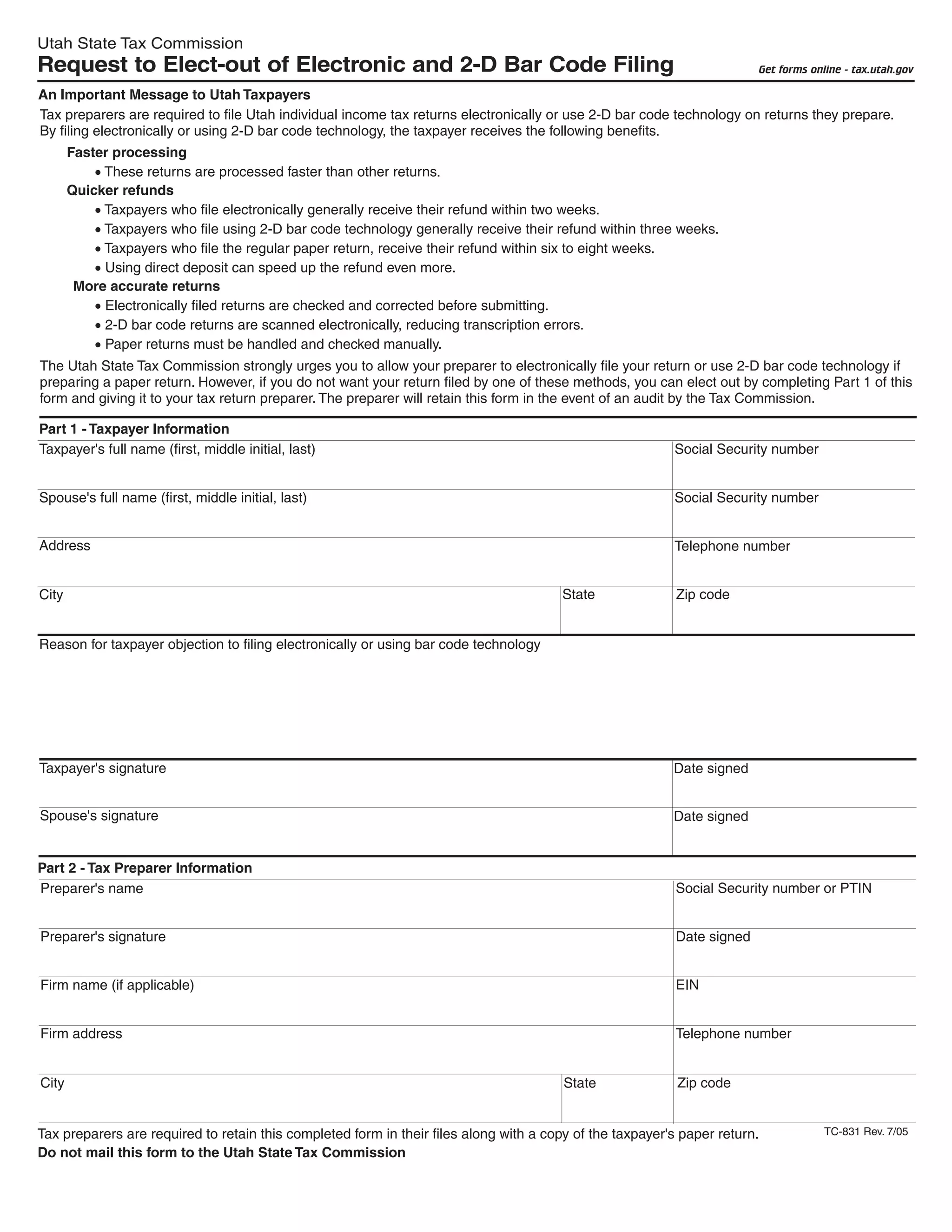 tax.utah.gov forms current tc tc-831 | PDF