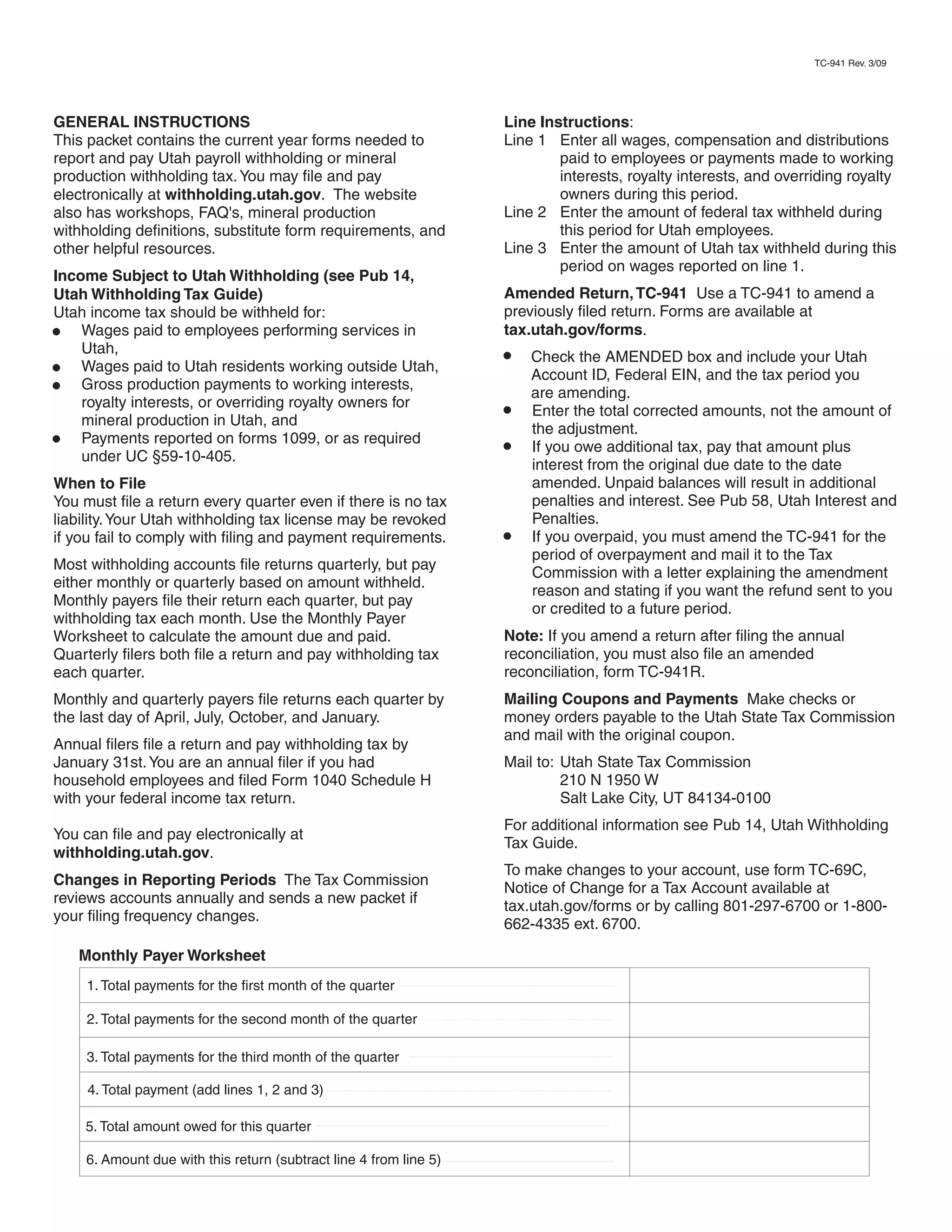 tax.utah.gov forms current tc tc-941 | PDF