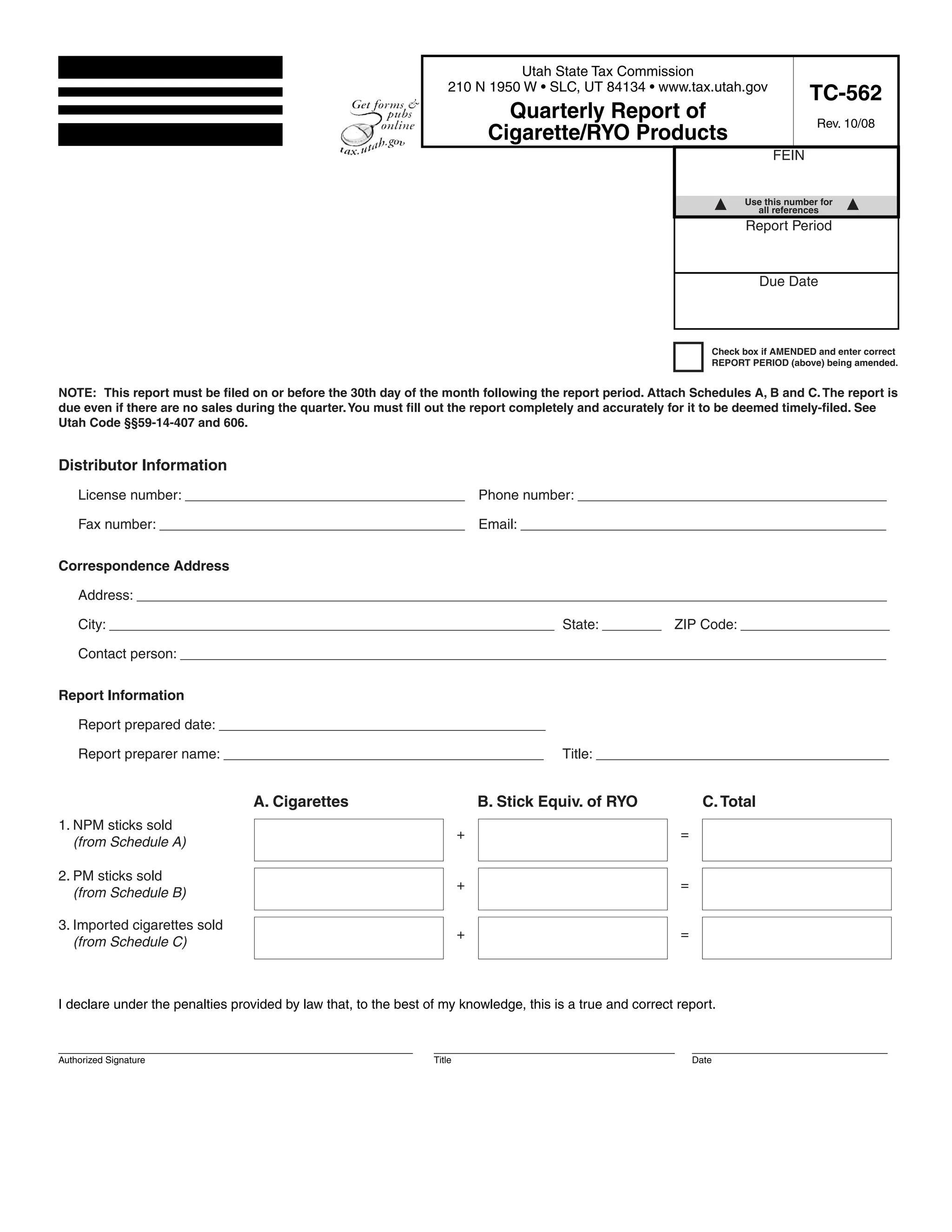 tax.utah.gov forms current tc tc-562 | PDF | Illegal Drugs, Tobacco ...