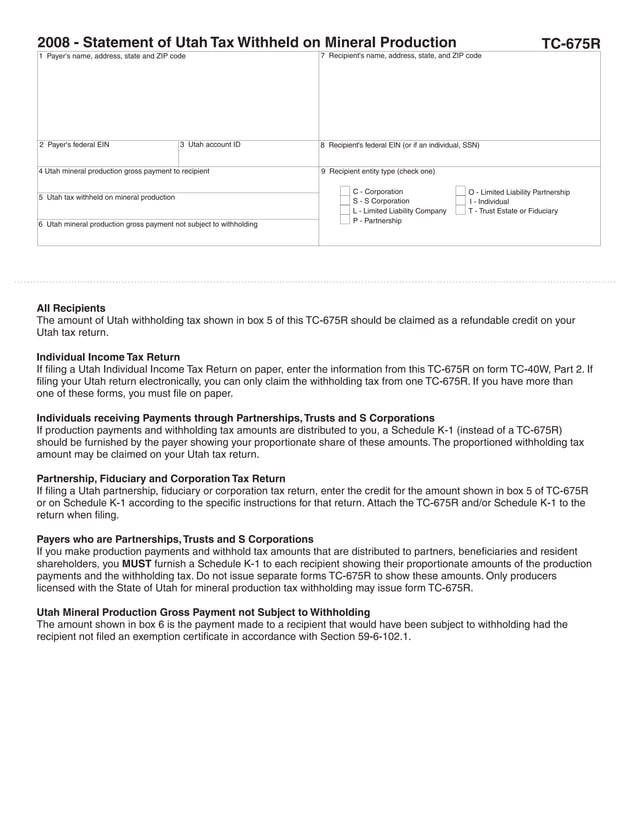 tax.utah.gov forms current tc tc-675r | PDF | Business Accounting ...