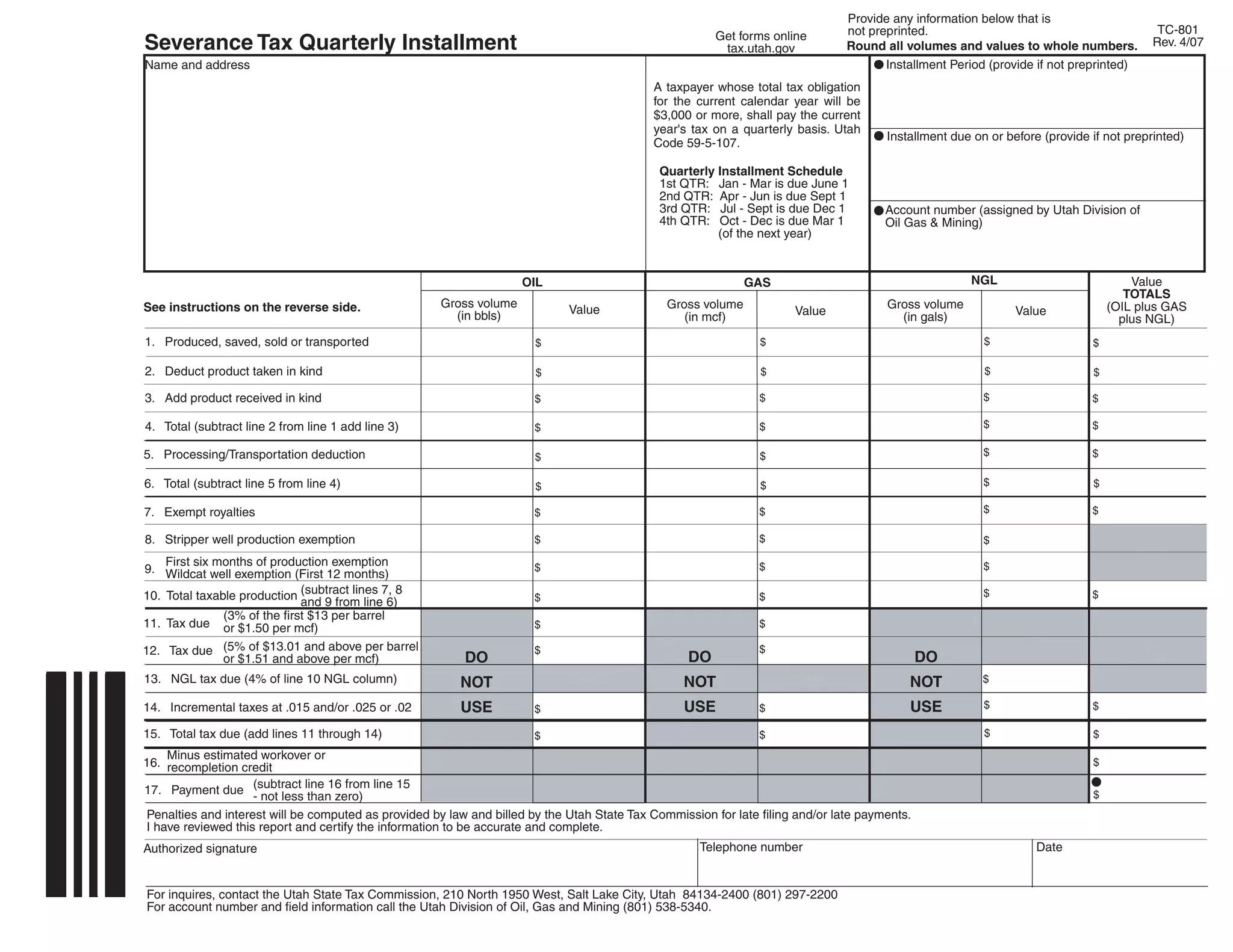 tax.utah.gov forms current tc tc-801 | PDF