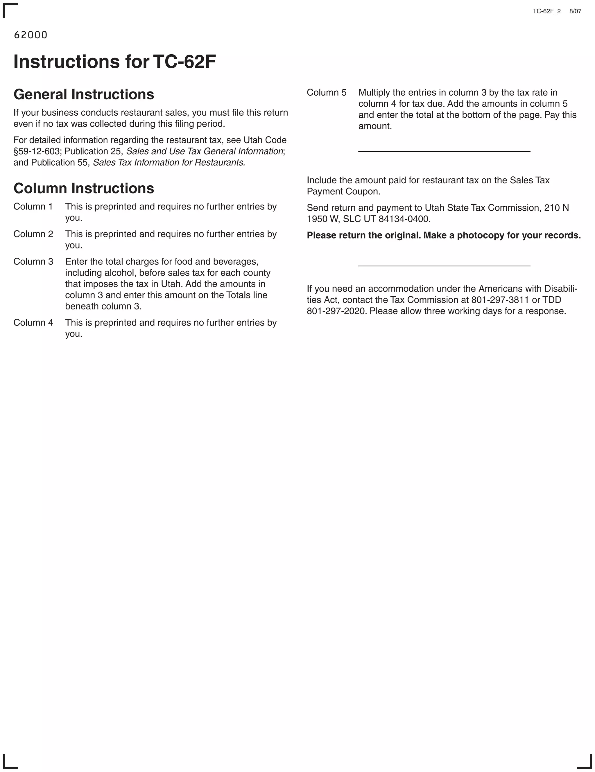 tax.utah.gov forms current tc tc-62f-apr2009 | PDF | Business Accounting & Finance | Business